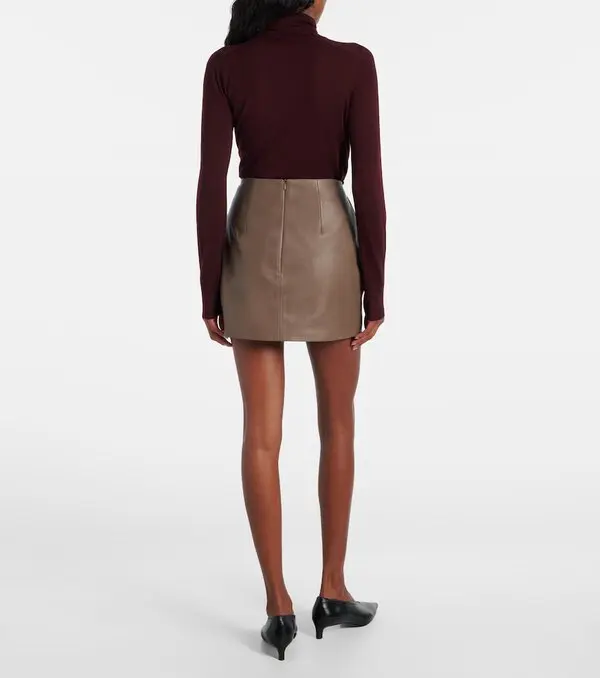 Tove Liss Pleated Leather Miniskirt - Beige