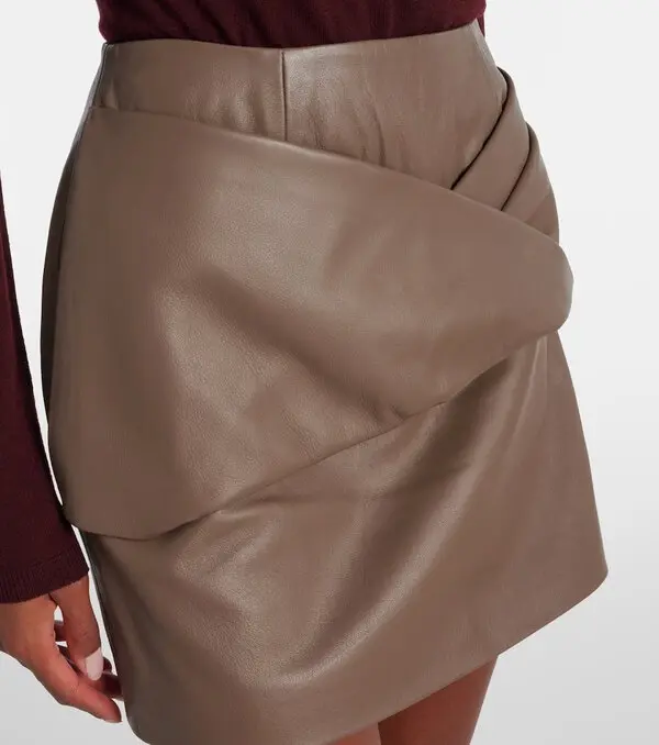 Tove Liss Pleated Leather Miniskirt - Beige