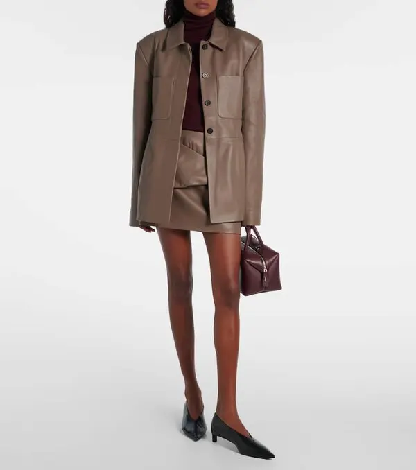 Tove Liss Pleated Leather Miniskirt