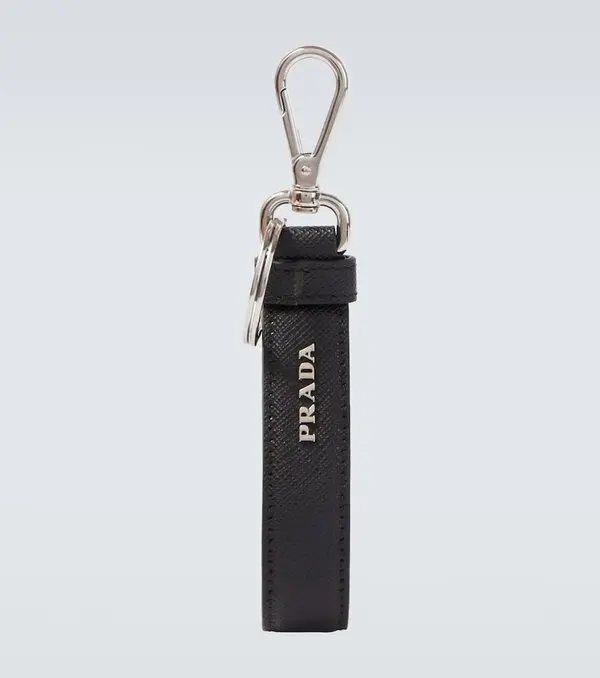 Prada Saffiano Leather Keychain With Logo