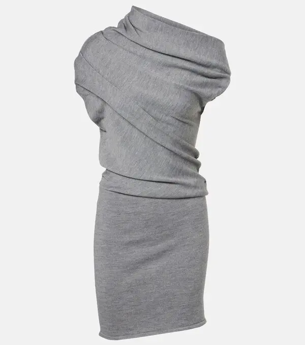 Staud Mabel One-shoulder Wool Minidress - Grey