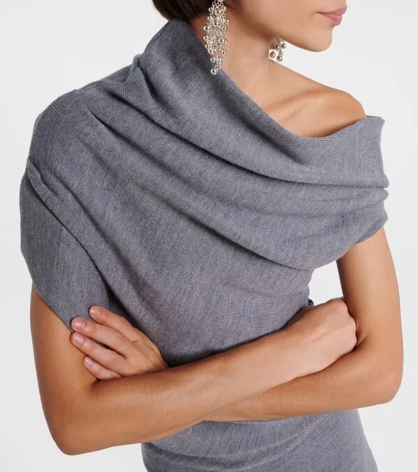 Staud Mabel One-shoulder Wool Minidress - Grey