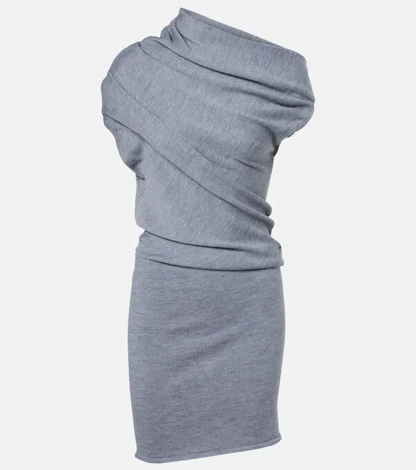 Staud Mabel One-shoulder Wool Minidress - Grey