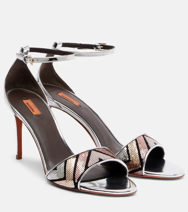 Missoni Belle Sequined Metallic Leather Sandals