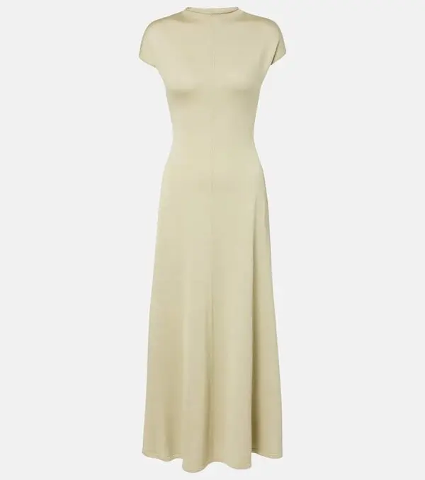 Tove Lenore Knitted Wool And Silk Midi Dress - Green