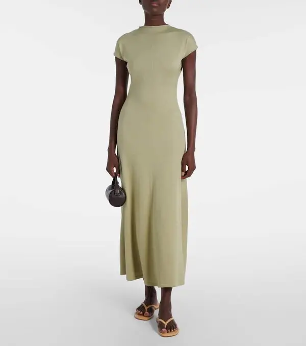 Tove Lenore Knitted Wool And Silk Midi Dress - Green
