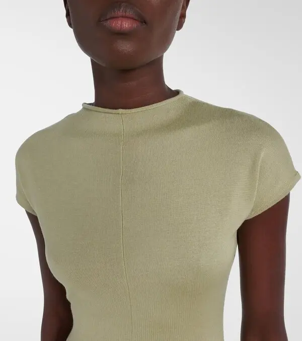 Tove Lenore Knitted Wool And Silk Midi Dress - Green