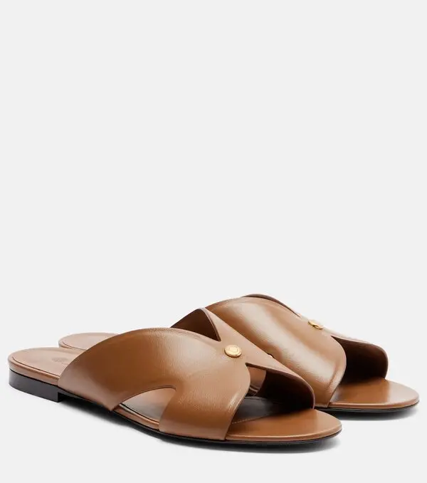 Loro Piana Vera Leather Slides - Brown