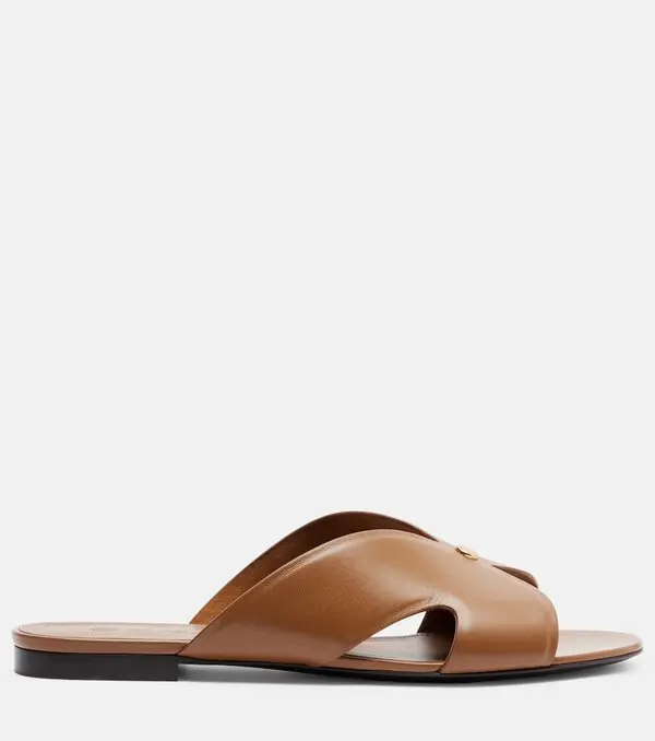 Loro Piana Vera Leather Slides - Brown