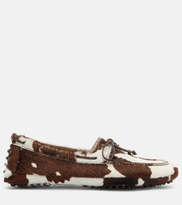 Le Monde Beryl Printed Calf Hair Driving Shoes - Brown