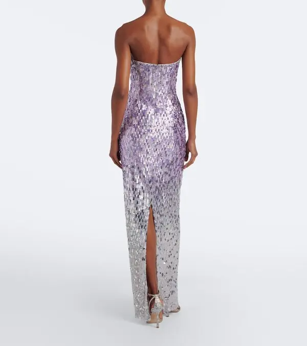 Jenny Packham Lucille Sequined Strapless Gown - Silver