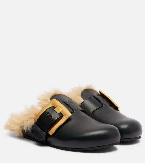 Balmain Anthem Leather Clogs - Black