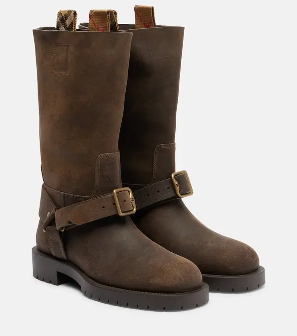 Burberry Soft Saddle Suede Knee-high Boots - Brown
