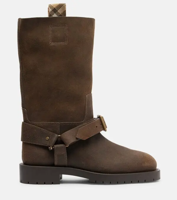 Burberry Soft Saddle Suede Knee-high Boots - Brown