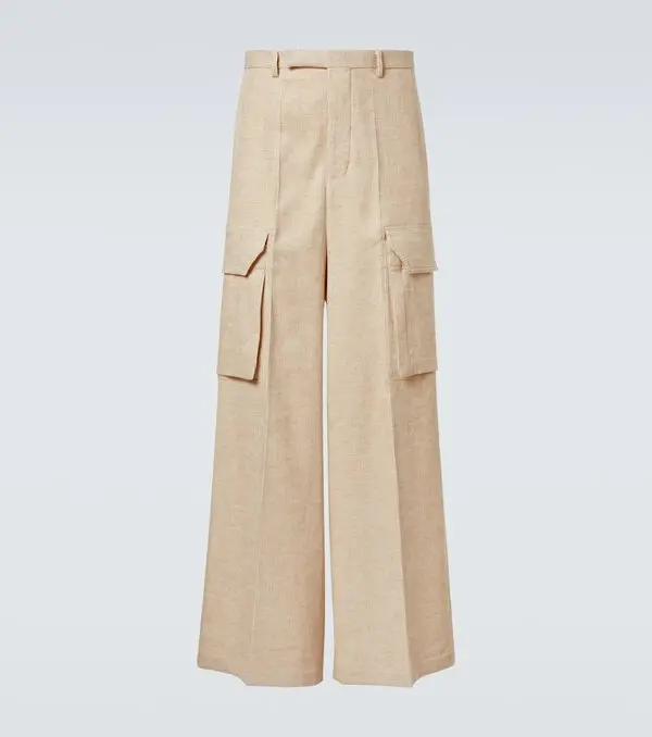 Rick Owens Firebanks Cotton And Linen Cargo Pants - Beige