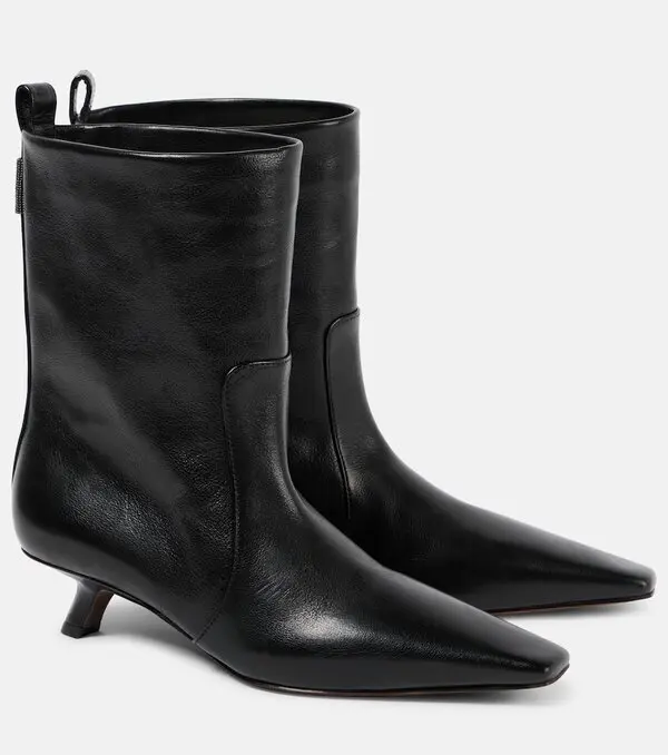 Brunello Cucinelli Leather Ankle Boots - Black