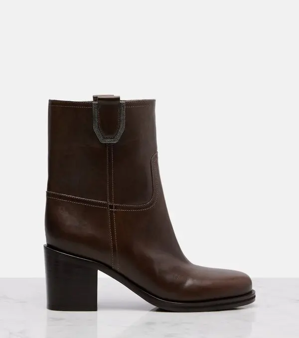 Brunello Cucinelli Leather Ankle Boots - Brown