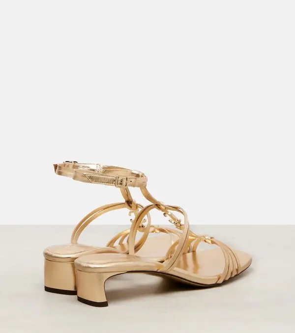 JIMMY CHOO Frann 35 Metallic Leather Sandals