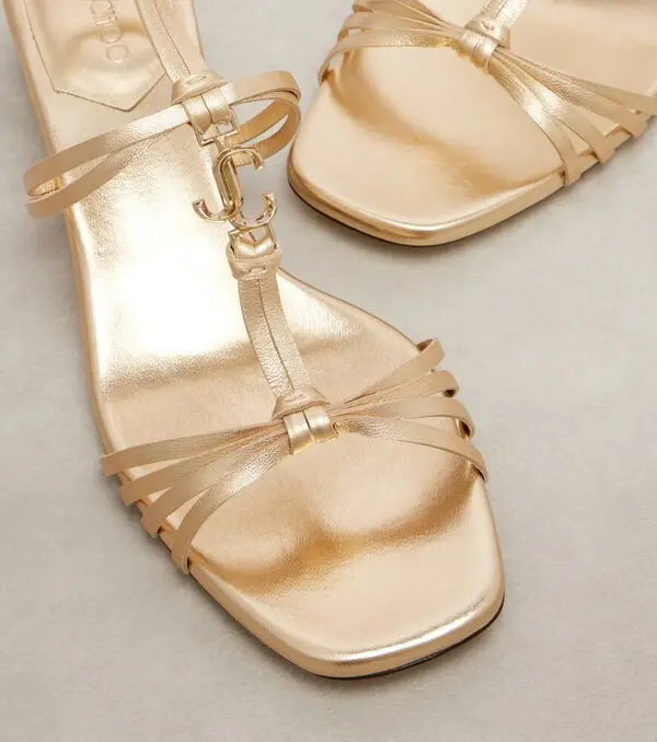 JIMMY CHOO Frann 35 Metallic Leather Sandals