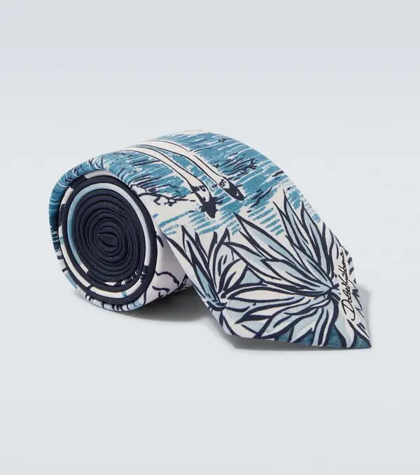 Dolce & Gabbana Printed Silk Twill Neck Tie - Blue