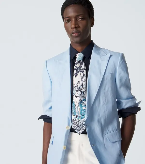 Dolce & Gabbana Printed Silk Twill Neck Tie - Blue