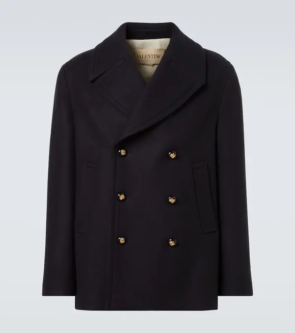 Valentino Garavani Double-breasted Virgin Wool Jacket - Blue