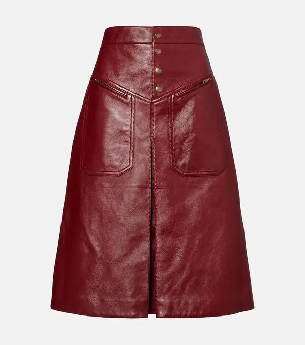 Chloé Leather Midi Skirt