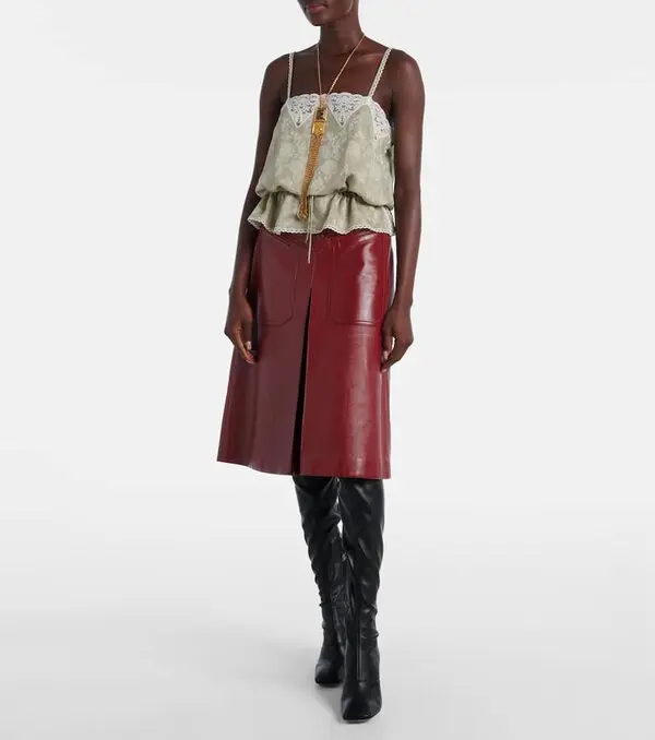Chloé Leather Midi Skirt