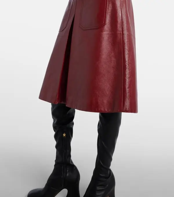 Chloé Leather Midi Skirt