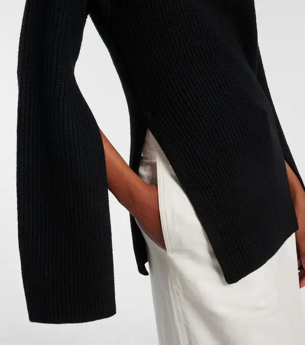 TOTEME Ribbed-knit Wool Turtleneck Sweater - Black