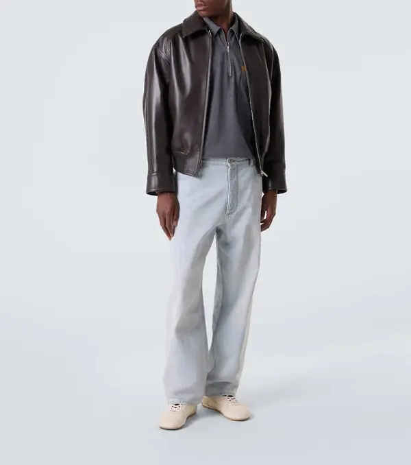 Bottega Veneta Intrecciato Cotton Jersey Polo Sweater