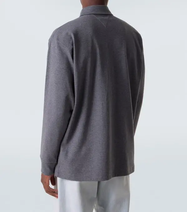 Bottega Veneta Intrecciato Cotton Jersey Polo Sweater