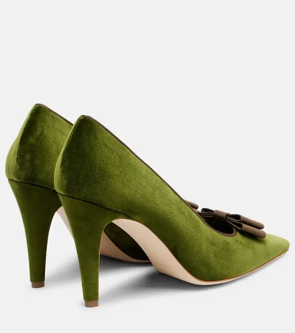 Manolo Blahnik Readorhi Bow-detail Velvet Pumps - Green