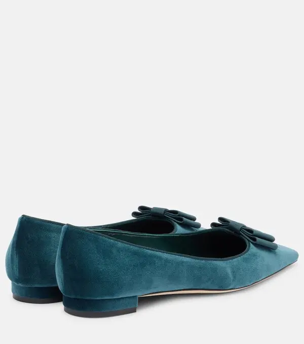 Manolo Blahnik Reador Velvet Ballet Flats - Blue