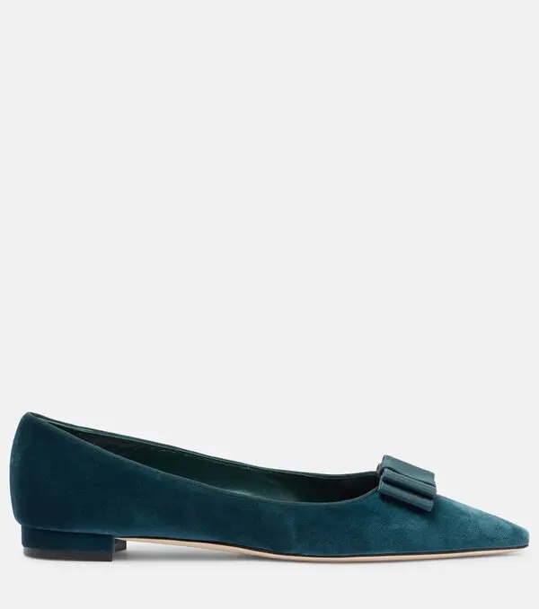 Manolo Blahnik Reador Velvet Ballet Flats - Blue