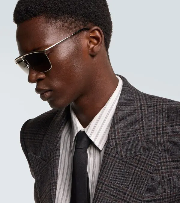 Saint Laurent Sl 820 Victoire Aviator Sunglasses - Silver