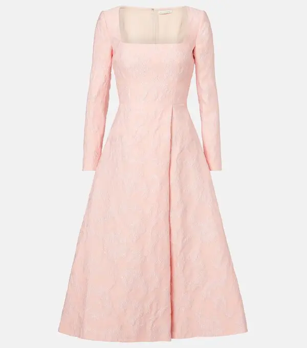 EMILIA WICKSTEAD Glenda Embroidered Crêpe Midi Dress - Pink