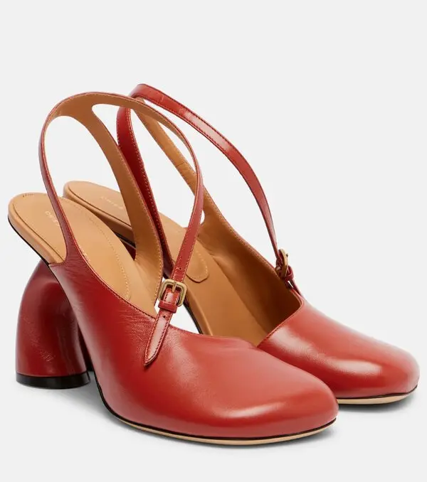 Dries Van Noten 95 Leather Slingback Pumps - Red