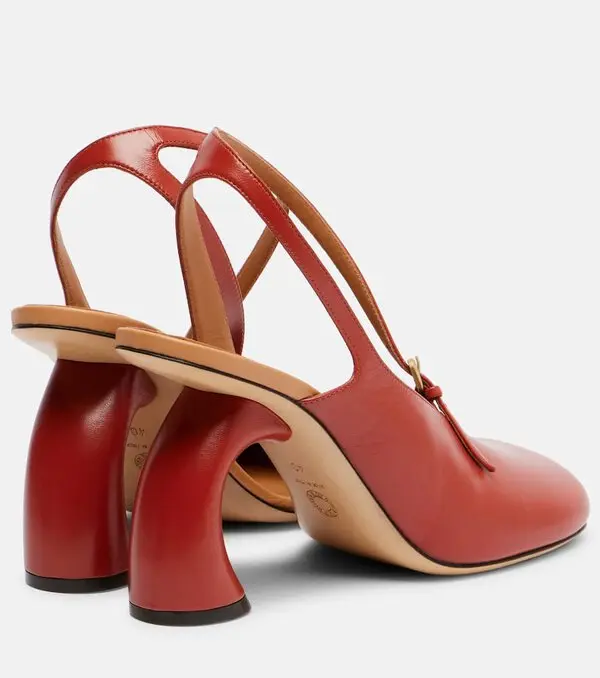 Dries Van Noten 95 Leather Slingback Pumps