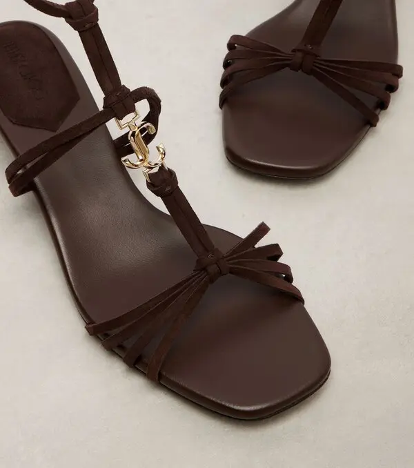 JIMMY CHOO Frann 35 Suede Sandals - Brown