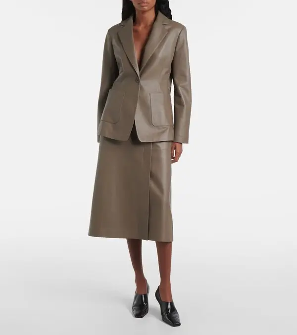 JOSEPH Leather Single-breasted Blazer