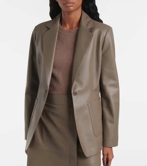 JOSEPH Leather Single-breasted Blazer