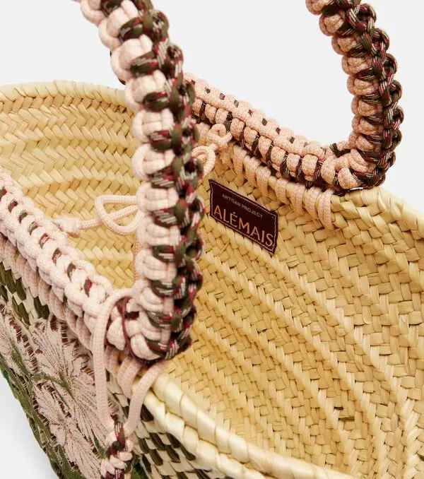 ALEMAIS Alémais Sage Embellished Raffia Tote Bag