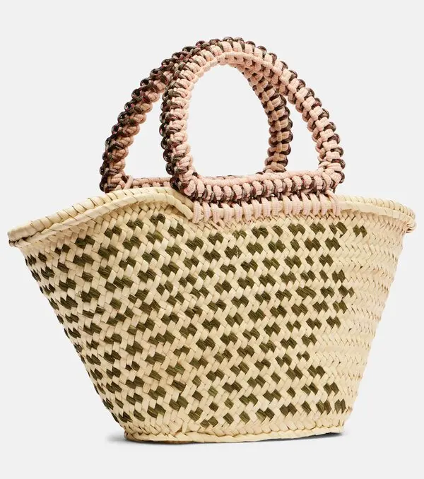 ALEMAIS Alémais Sage Embellished Raffia Tote Bag