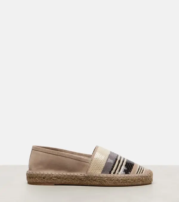 Brunello Cucinelli Sequined Suede Espadrilles