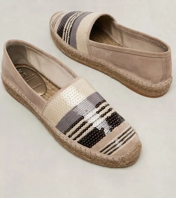 Brunello Cucinelli Sequined Suede Espadrilles