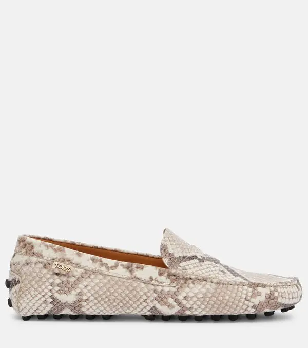 TOD'S Gommino Snake-effect Leather Driving Shoes - Multicoloured
