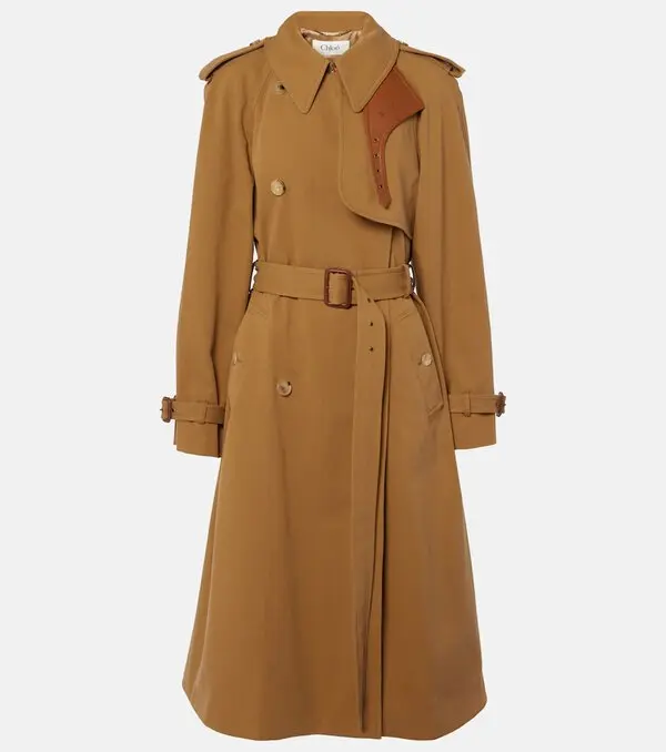 Chloé Cotton Gabardine Trench Coat - Brown