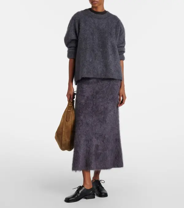 LISA YANG Asta Cashmere Midi Skirt - Grey