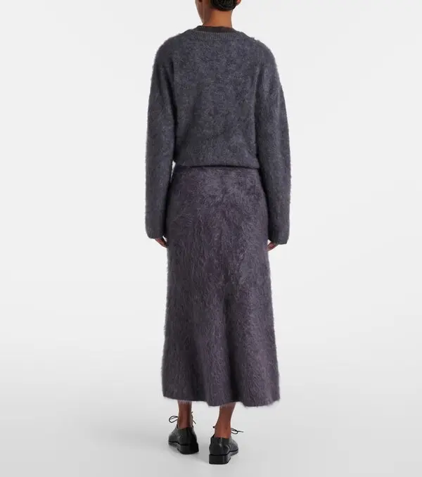 LISA YANG Asta Cashmere Midi Skirt - Grey